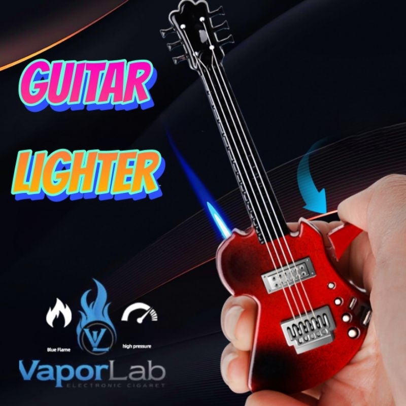Jual korek api unik lucu model gitar bara las jet torch guitar lighter ...