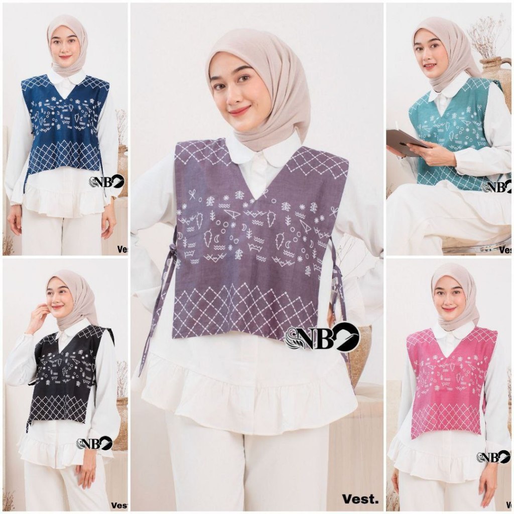 Jual Vest Batik Wanita Rompi Batik Atasan Wanita Outer Batik Modern ...