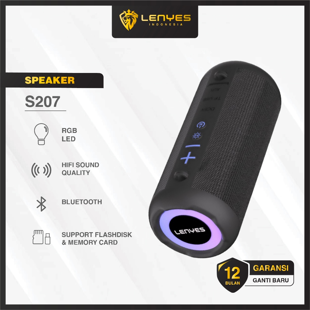 Jual LENYES S207 LED Colorfull Lights Wireless Speaker Bluetooth 5.0 ...