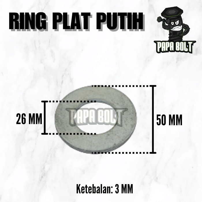 Jual Ring Plat M26 / 26x50 Tebal 3 mm / Washer Plate PUTIH | Shopee ...