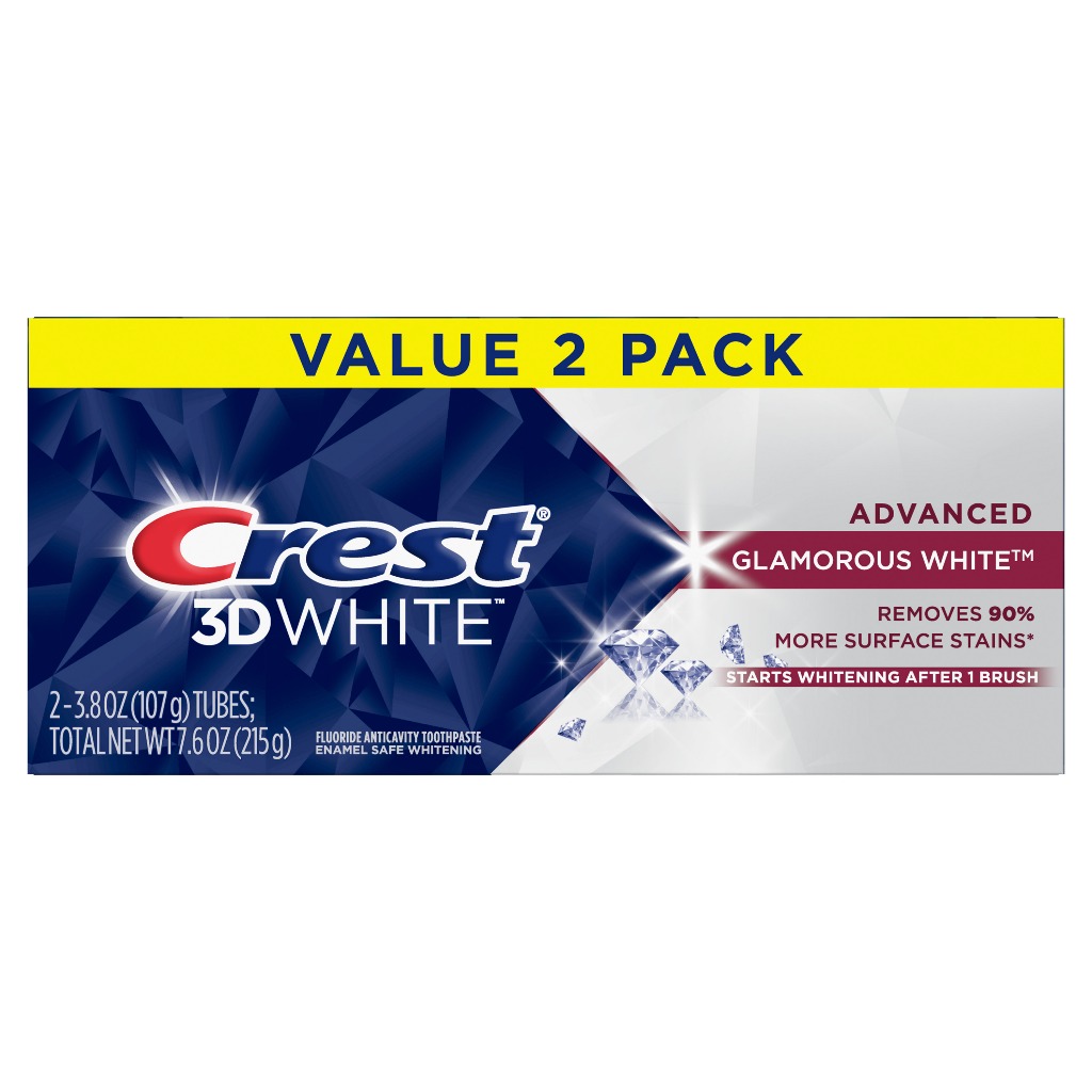 Jual Crest Toothpaste 3D White Advanced Glamorous White 107 gram x2 ...