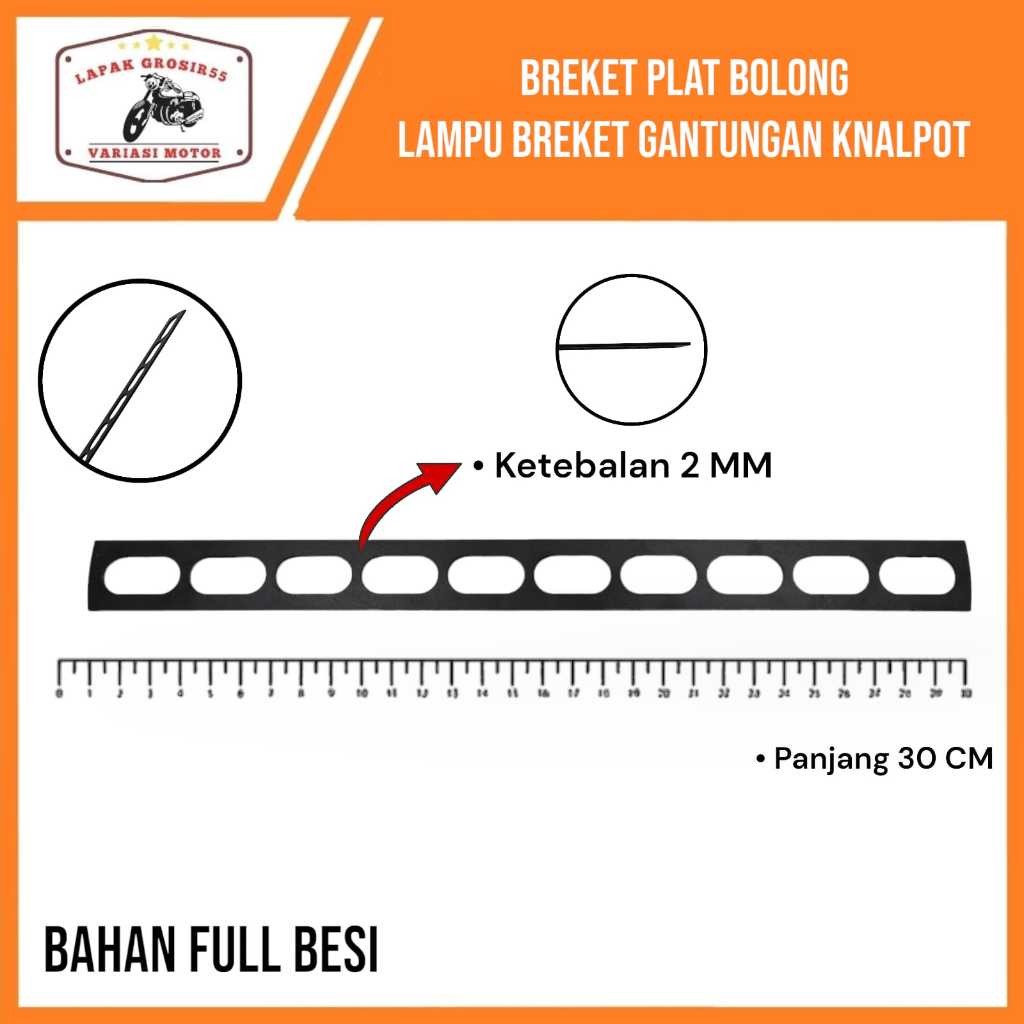 Jual Breket plat bolong Bracket lampu breket gantungan knalpot tebal ...