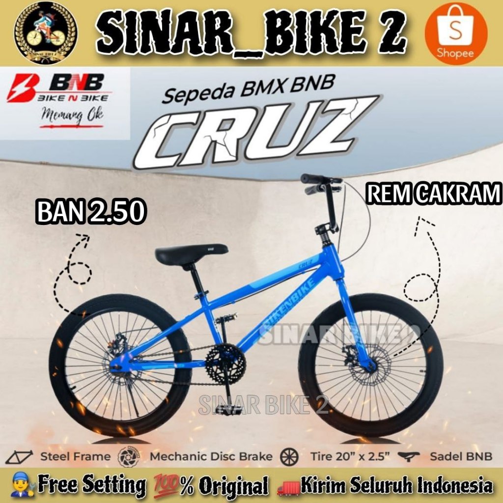 Jual Sepeda Anak Laki BMX BNB CRUZ Ukuran 20 Inch Rem Cakram | Shopee ...
