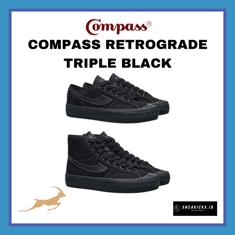 Jual [ORIGINAL] SEPATU COMPASS RETROGRADE TRIPLE BLACK | Shopee Indonesia