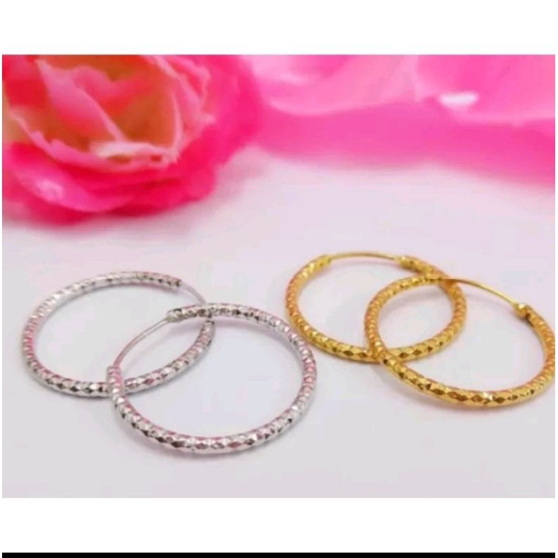 Jual Anting bulat Gipsy titanium motif burik model ring perhiasan lapis ...