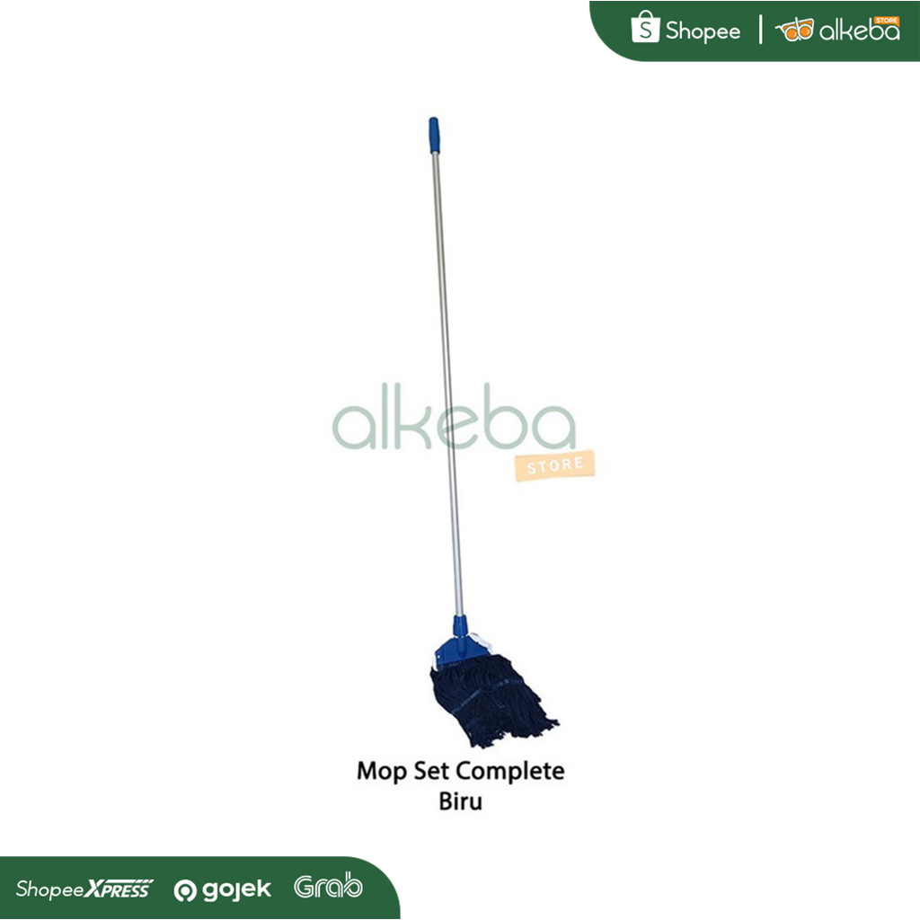 Jual Mop Pel Set Komplit Biru / Tongkat + Frame + Kain Mop Biru ...