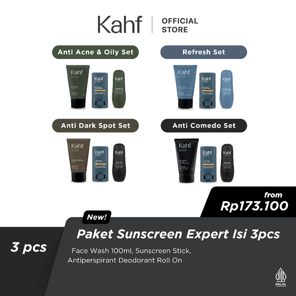 Jual Kahf Sunscreen Expert Paket Isi 3 pcs - Face Wash, Sunstick ...
