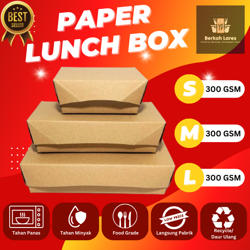 Jual PAPER LUNCH BOX COKLAT SIZE L, M, S / LUNCH BOX PAPER / KOTAK ...