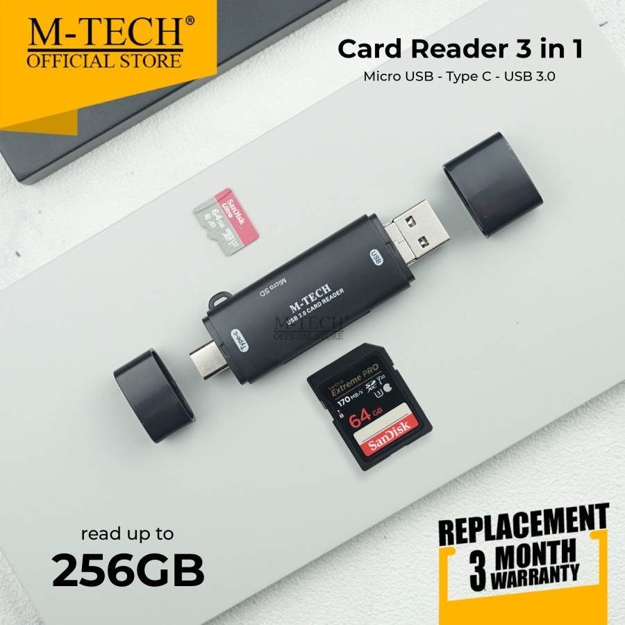 Jual CARD READER 3.0 OTG TYPE C MICRO USB USB 3 IN 1 - M-tech Card ...