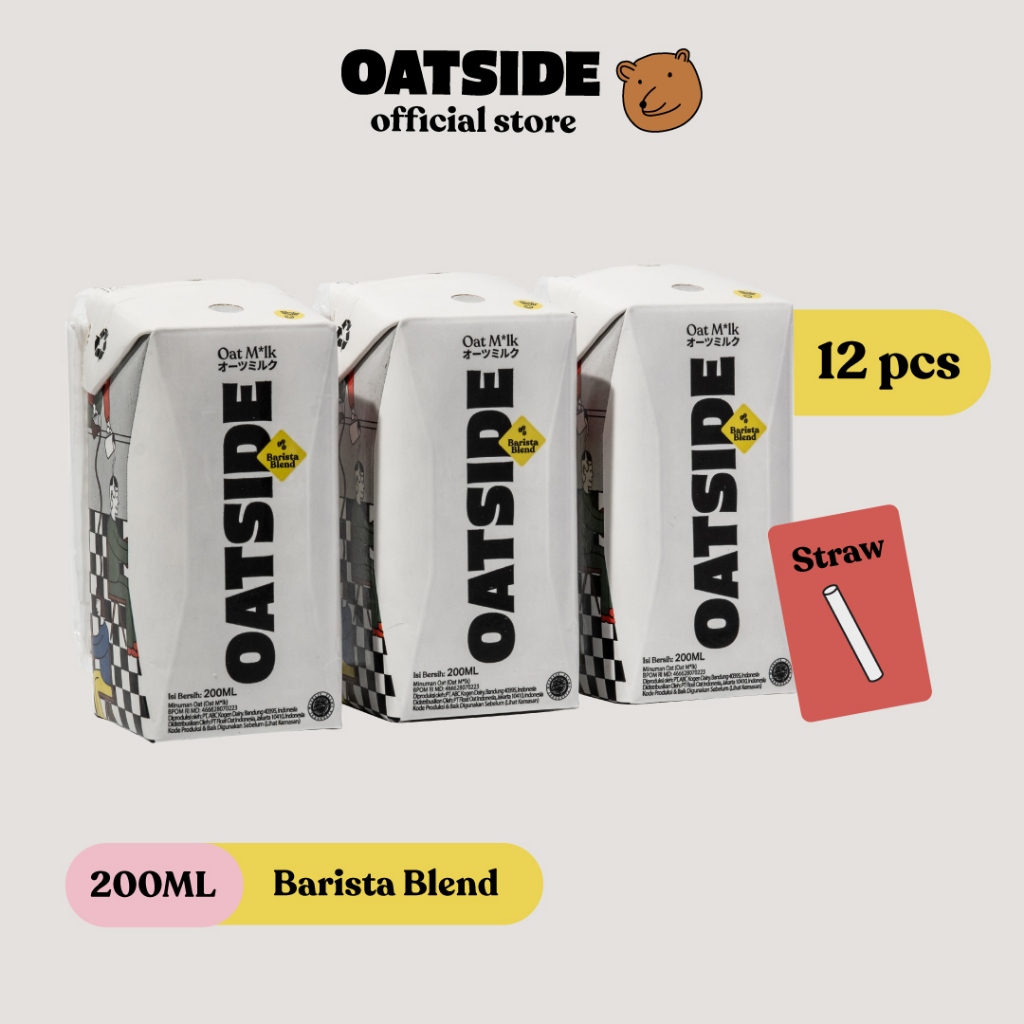 Jual OATSIDE Mini Straw Oat Milk Barista Blend 200ml (12pcs) (Kemasan ...