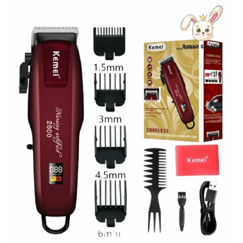 Jual Alat Cukur Rambut Kemei KM PG 2600 Hair Clipper Rechargeable Cordless Electric LCD Display ...