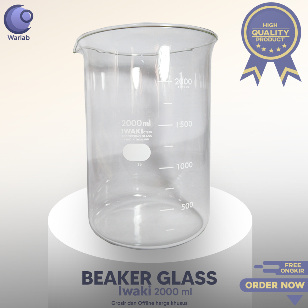 Jual IWAKI BEAKER GLASS Vol. 2.000 ml (2 Liter) / GELAS KIMIA | Shopee ...