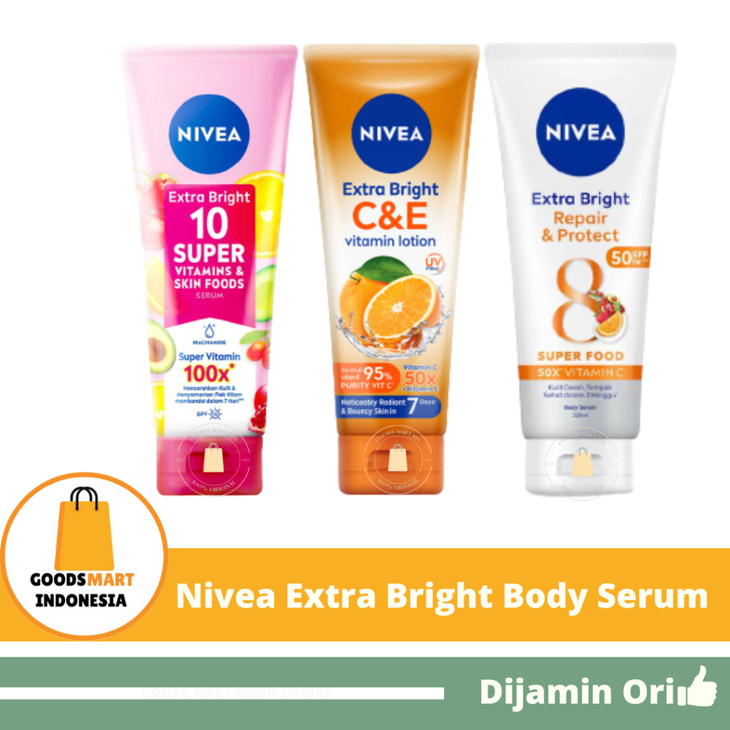 Jual NIVEA EXTRA BRIGHT 10 Super Vitamins Skin Foods Serum 180ml ...
