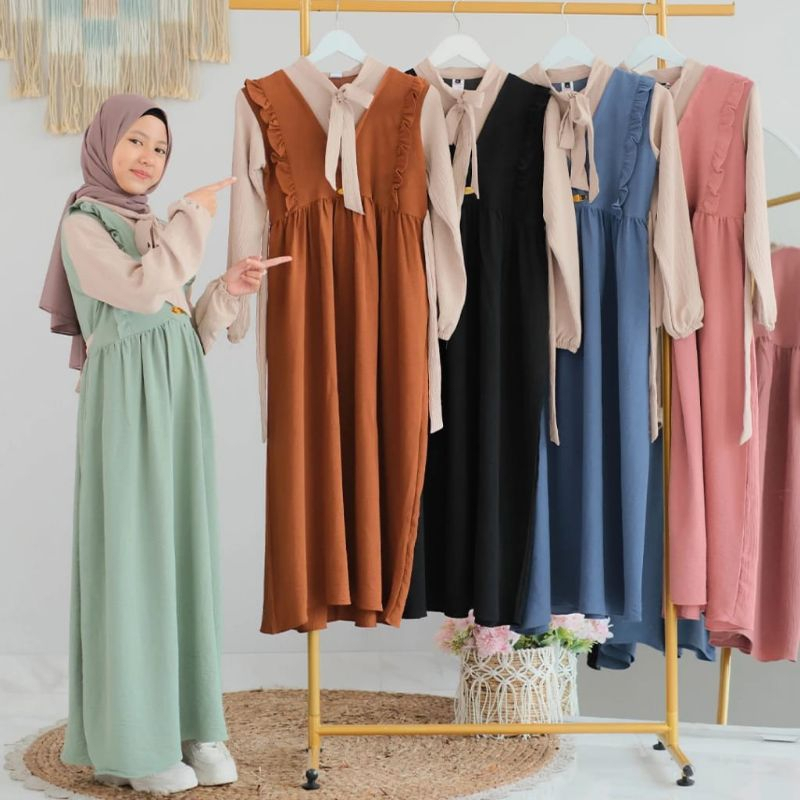 Jual Gamis Anak Crinkle Airflow Usia 4-6 Tahun / Gamis Pita Anak ...