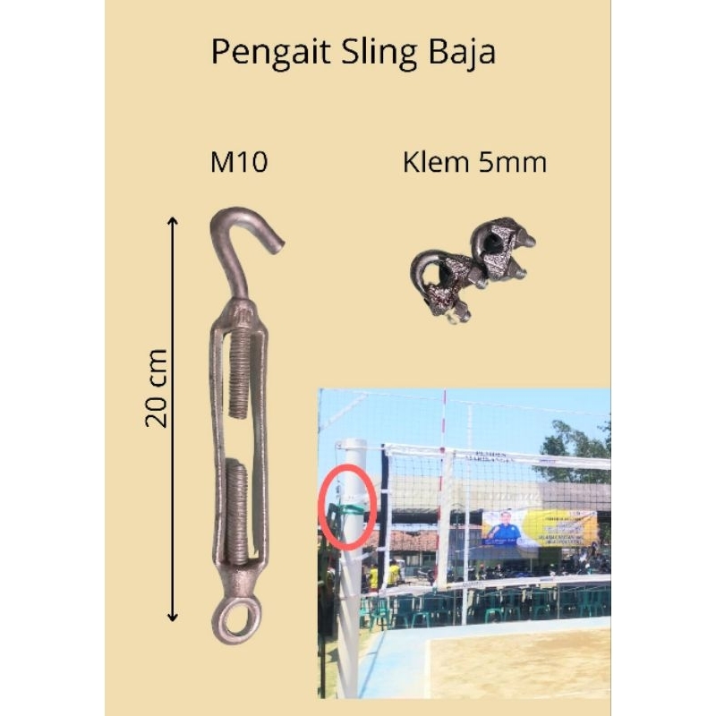 Jual aksesori pengait sling baja ke tiang bola volly | Shopee Indonesia