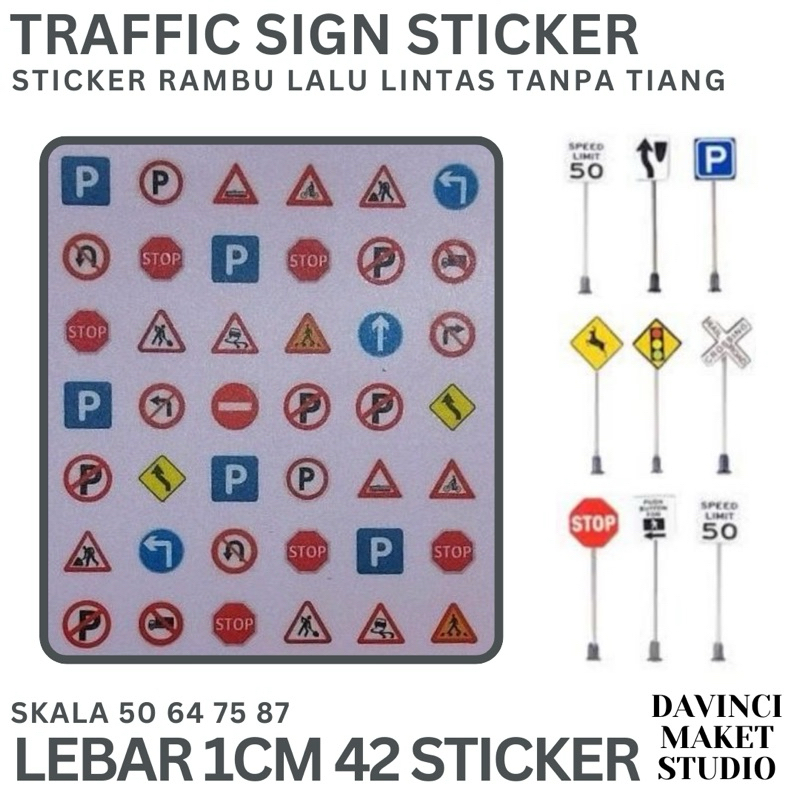 Jual (A6) Stiker Rambu Lalu Lintas 42pcs - Traffic Sign Sticker Skala ...