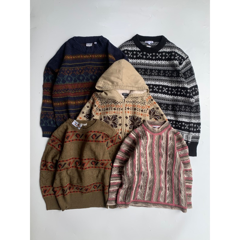 Jual KNITWEAR CARDIGAN VINTAGE 3D PATTERN/SWEATER RAJUT/SWEATER MOTIF ...