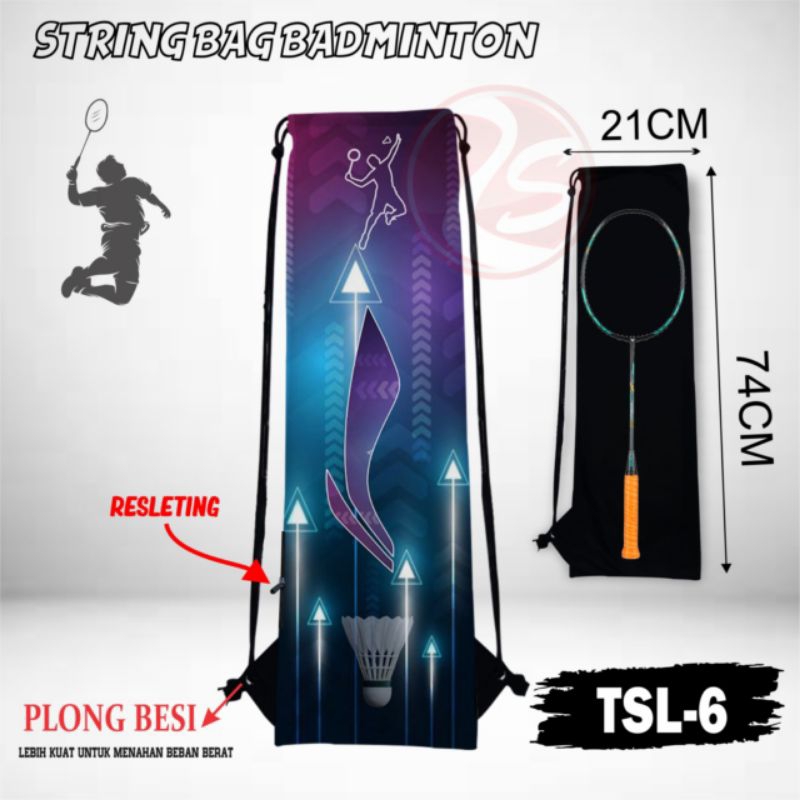 Jual Tas raket bulutangkis tas serut raket badminton printing sarung ...