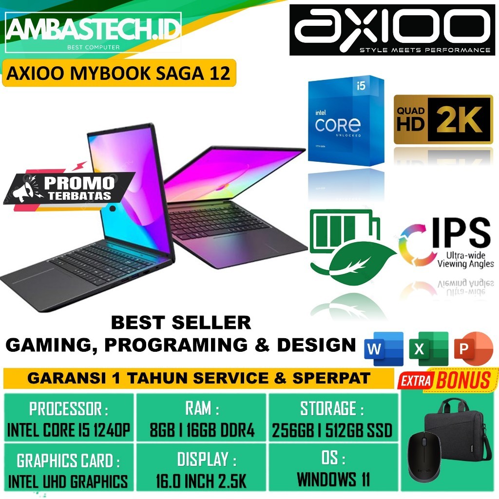 Jual LAPTOP BARU AXIOO MYBOOK SAGA 12 INTEL I5 1240P RAM 16GB SSD 512GB ...