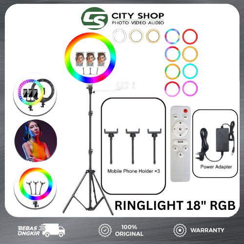 Jual Lampu Ringlight RGB 18" Inch & Ringlight 18" Inch Lighting Studio ...