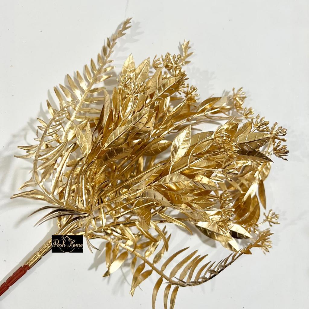 Jual Hiasan Daun Gold / Hiasan Ruangan Daun Gold Mewah / Bunga Daun ...