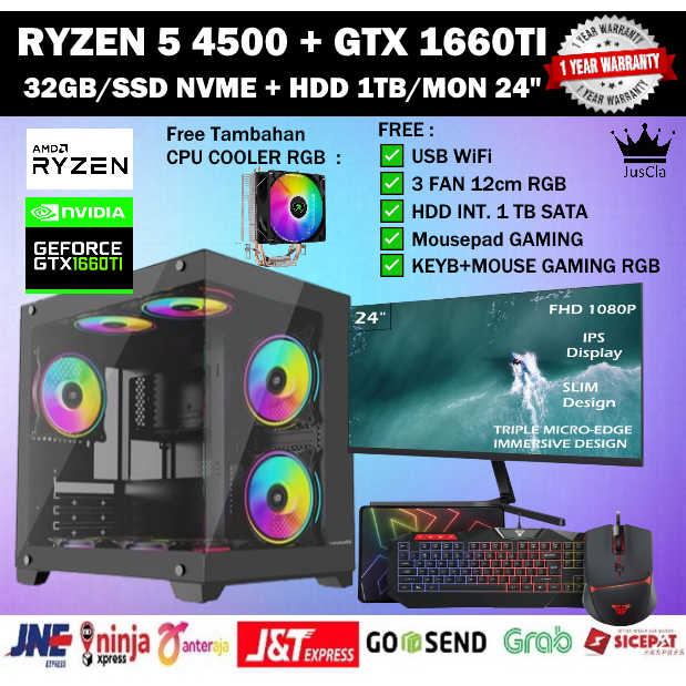 Jual PC GAMING FULLSET AMD RYZEN 5 4500 4,1GHz|RAM 32GB|VGA GTX1660TI ...