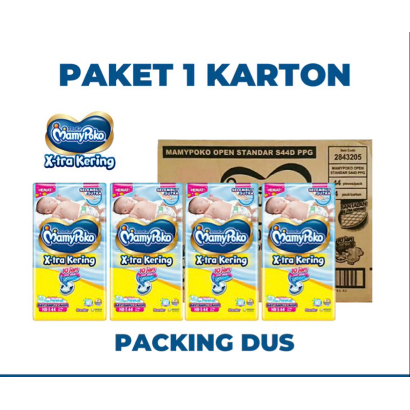 Jual Mamypoko x-tra kering xtra kering NB-S44 tape peraket 1 karton (4 ...