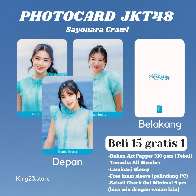 Jual Photocard JKT48 Edisi Sayonara Crawl Unofficial/Fanmade Bisa COD Zee,Shani,Gracia, Christy ...