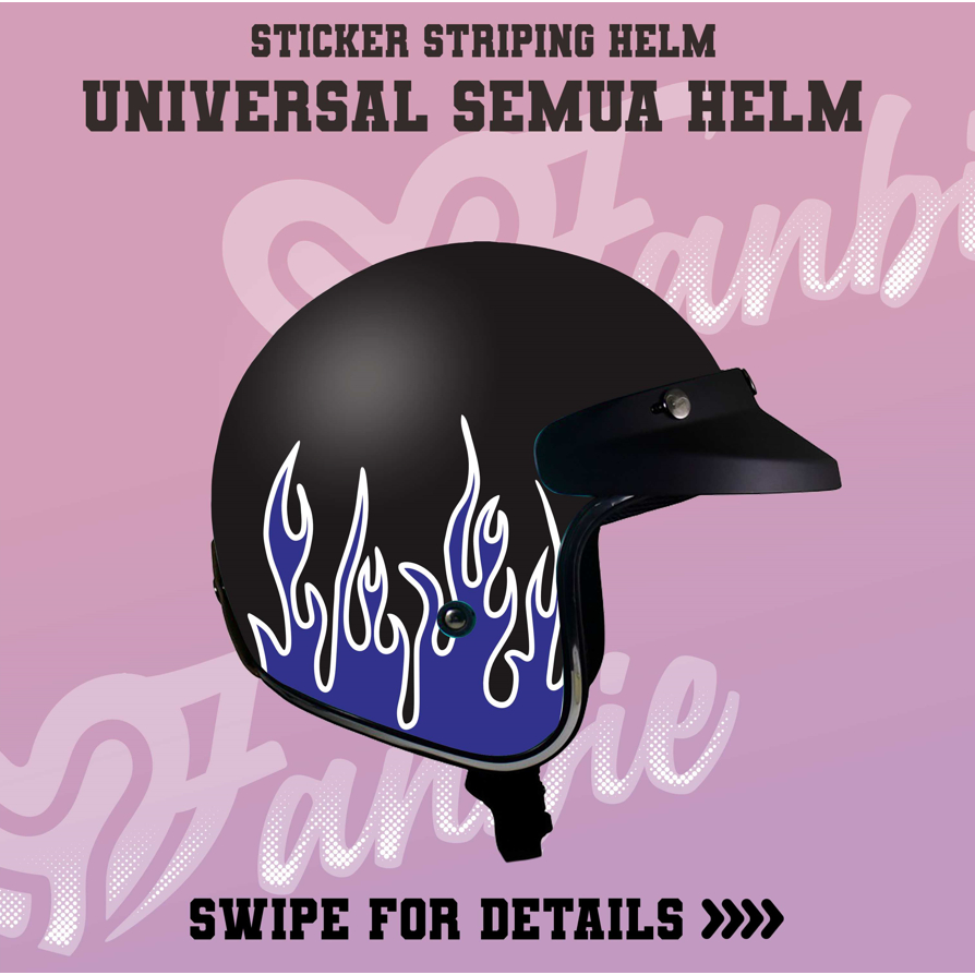 Jual STIKER HELM BOGO STRIPING UNIVERSAL FULL SET MOTIF FIRE HAGA API ...
