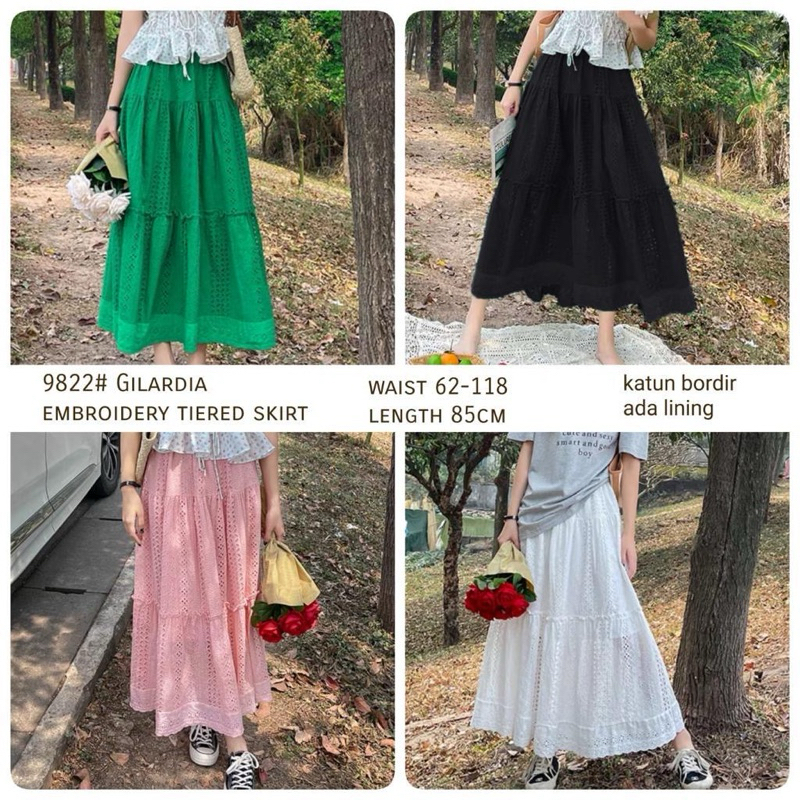 Jual TM 9822# Rok Katbol Gilardia Embroidery Tiered Skirt Import ...