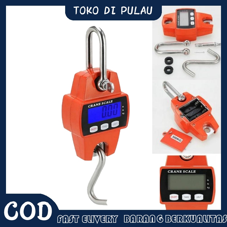 Jual 300Kg Timbangan Digital Gantung ORI / Crane Scale 300kg Digital LED Orange LCD Smart Crane ...