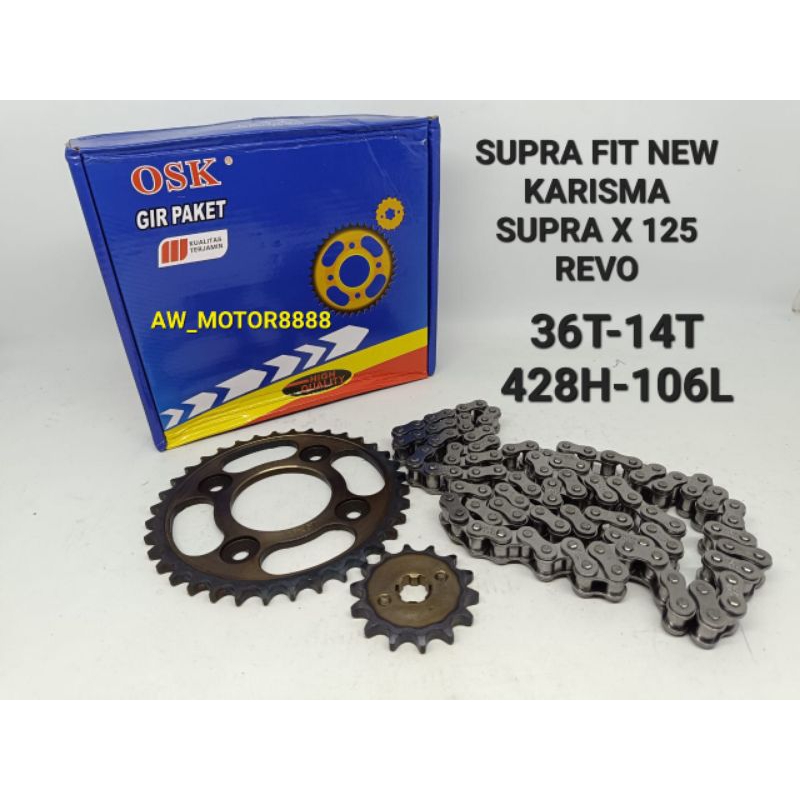 Jual GEAR PAKET KOMPLIT SUPRA FIT NEW / SUPRA X 125 / KARISMA / REVO GIR PAKET GEAR DEPAN ...