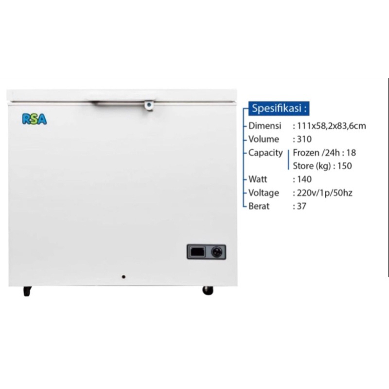Jual CHEST FREEZER RSA CF310 LEMARI PEMBEKU CF-310Q FREEZER BOX 310 ...