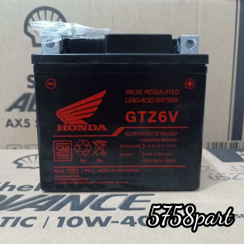 Jual Aki / Baterai HONDA GTZ6V original 100% VARIO 125/150/160 | Shopee ...