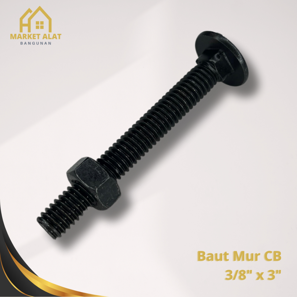 Jual Baut Mur Payung CB Hitam 3/8" x 3" (Kunci 14) / Payung Carriage ...