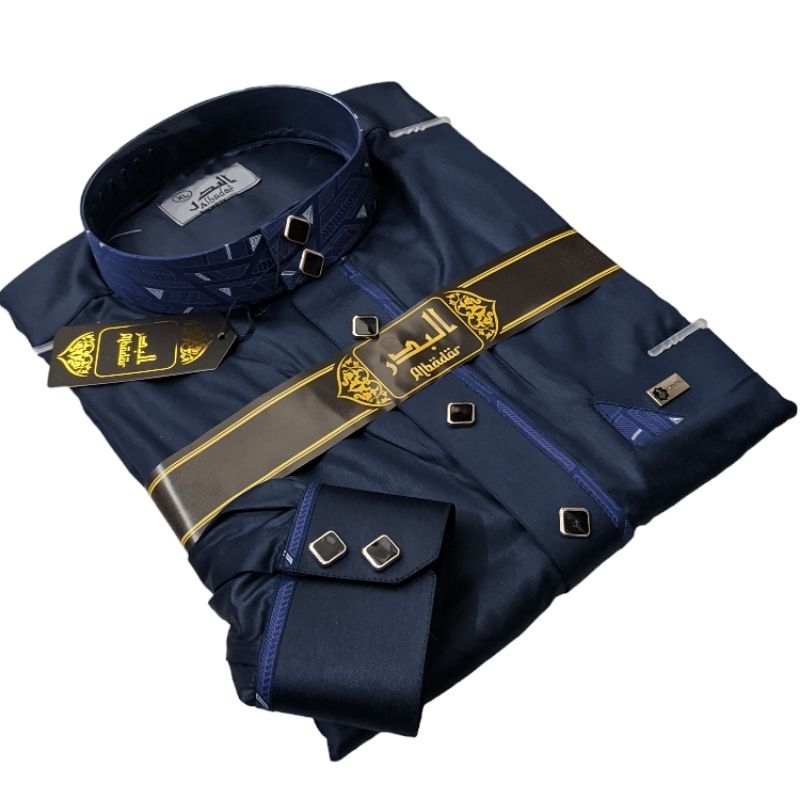 Jual Jubah Albadar Polyester Kombinasi lengan manset Motif keren Jubah ...