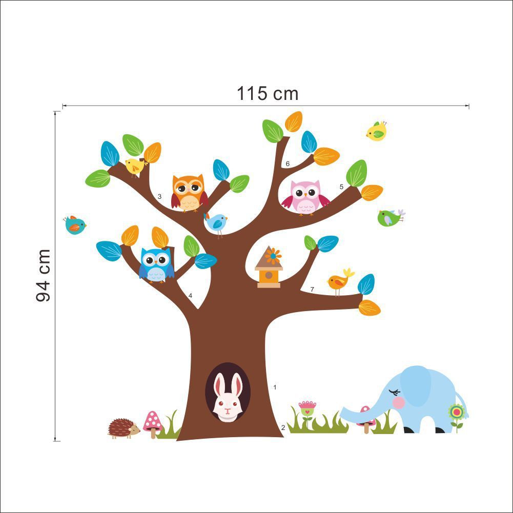 Jual Reliza Wall Sticker Pohon Hijau Animal Hewan Zoo Kebun Binatang ...