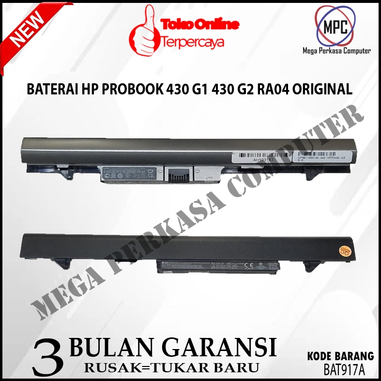 Jual Baterai Laptop HP ProBook 430 430-G1 430-G2 RA04 HSTNN-IB4L Original | Shopee Indonesia