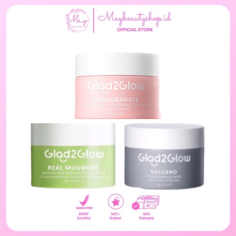 Jual Glad2glow Volcano Clay Mask & Real Mugwort 30g (JAR) | Shopee Indonesia
