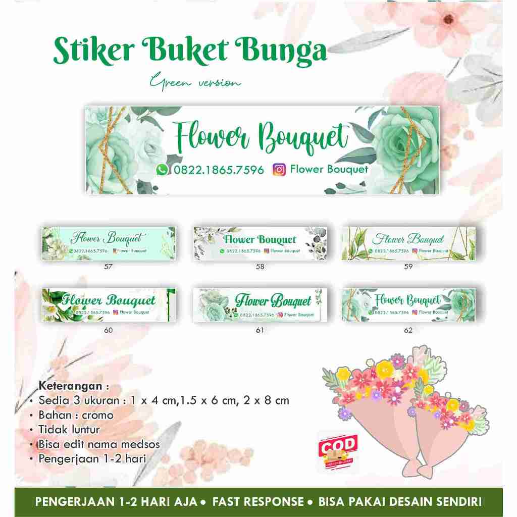 Jual [145 pcs] Stiker Bunga / Buket / Bouquet / Flower GREEN Version ...
