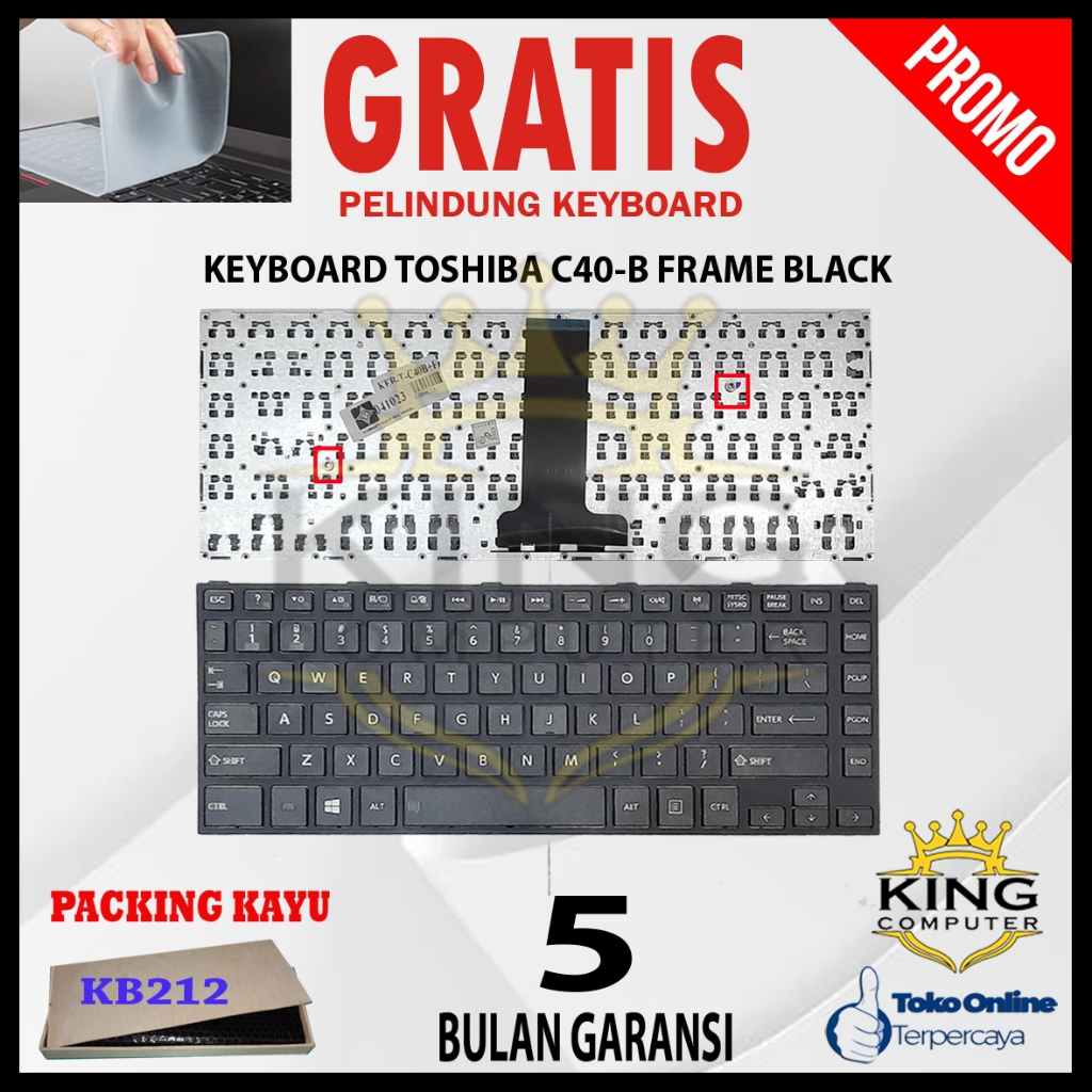 Jual KEYBOARD TOSHIBA SATELLITE C40 C40-A C40-B C40D C40D-B C40B L40B L40D L40-B L40-D HITAM ...