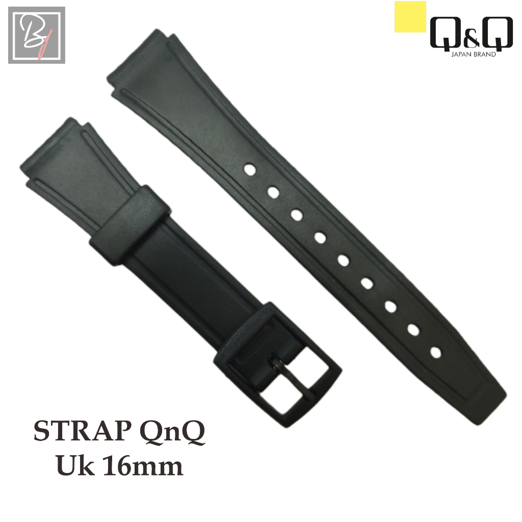Jual Tali Rubber QnQ Black, Strap Arloji Jam Tangan Pria/Wanita, 16mm ...