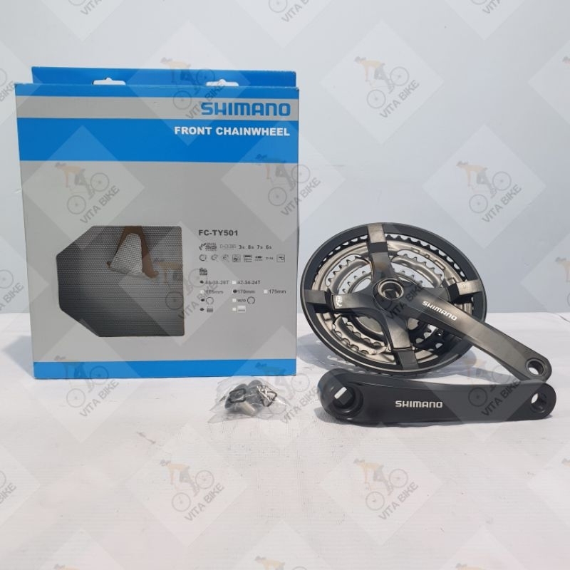 Jual CHAINWHEEL/CRANKSET/CRANK/FC SHIMANO TOURNEY TY501 170mm 3 Speed 48-38-28T | Shopee Indonesia