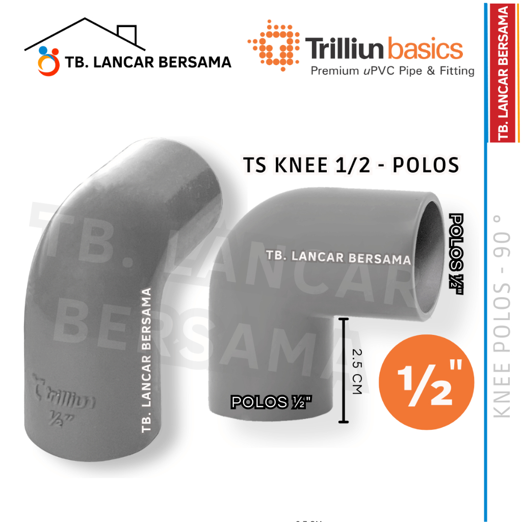 Jual KNEE 1/2 INCHI TRILLIUN TS - ELBOW KENI FITTING PVC | Shopee Indonesia