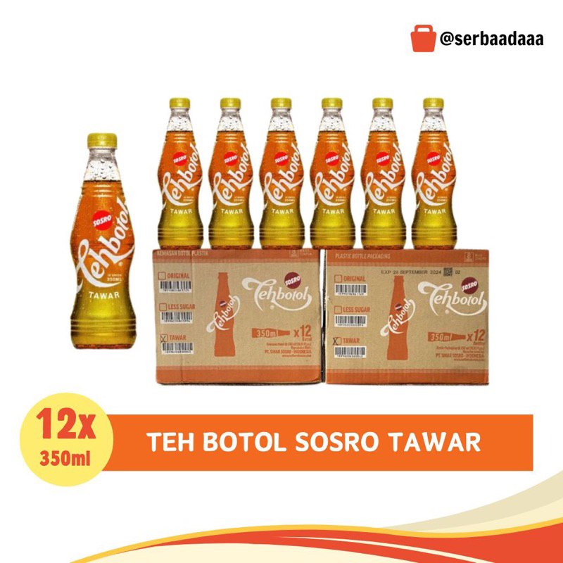 Jual Teh Botol Sosro Tawar 350ml Isi 12 Botol | Shopee Indonesia