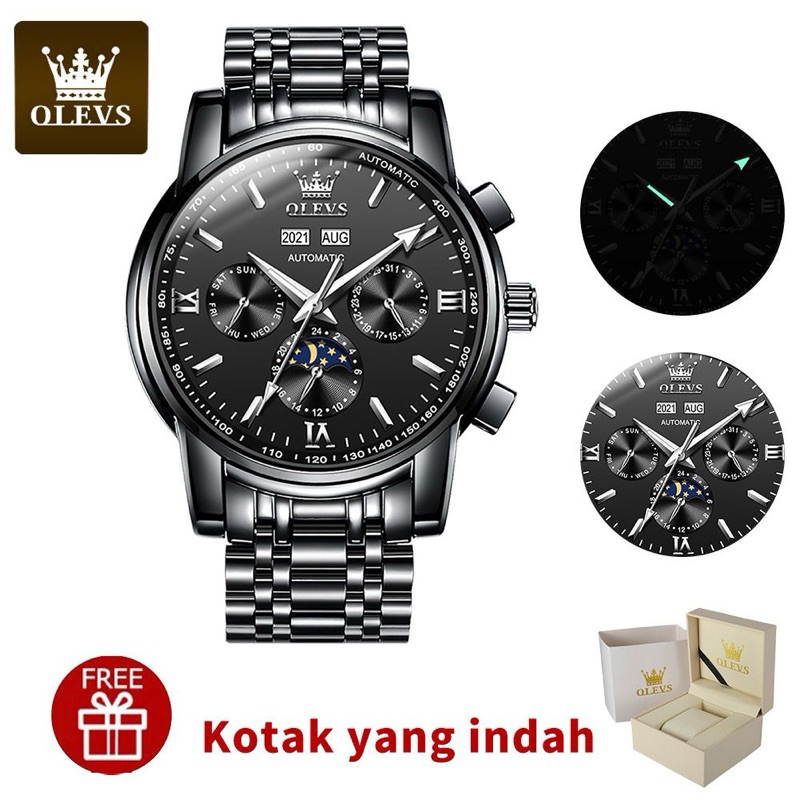Jual OLEVS Jam Tangan Automatic Pria Anti Air Original Tahan Keren Led ...
