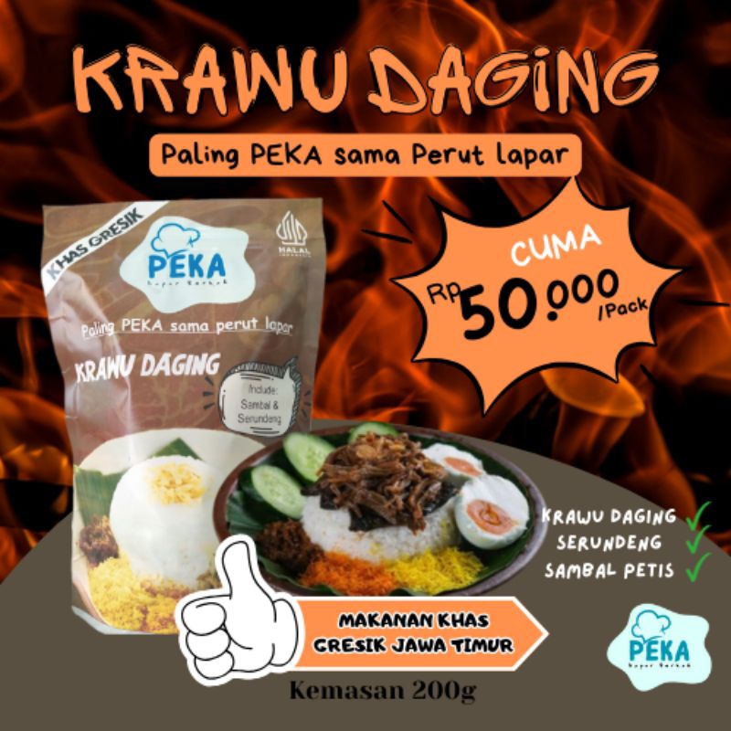 Jual PEKA-KRAWU DAGING SAPI (200g) Lengkap dengan serundeng dan sambal ...