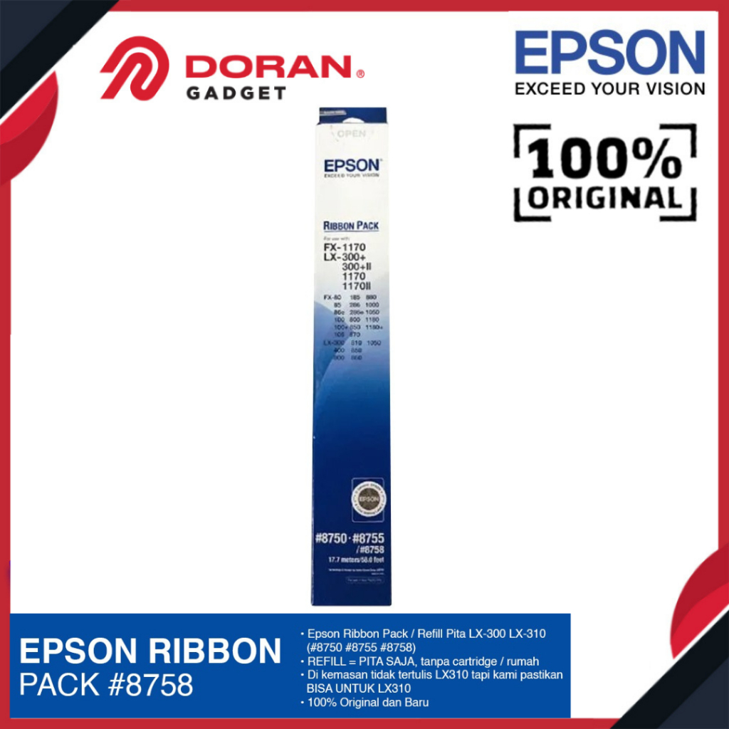Jual Epson Ribbon Pack (8758 8750 8755) Refill Pita LX-300/LX-310 ...
