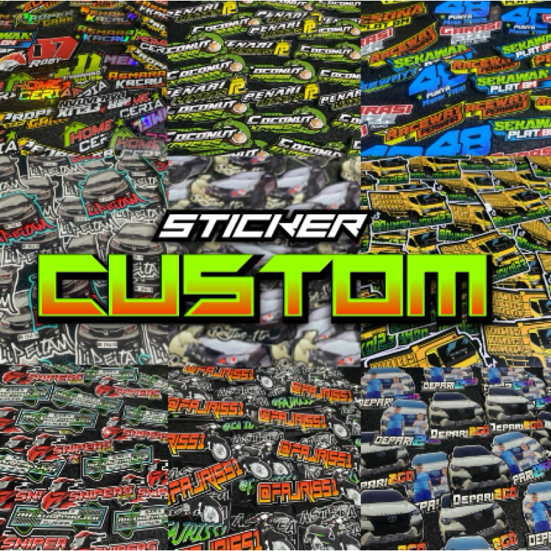 Jual sticker custom nama desain bebas stiker logo suka suka bisa reques ...