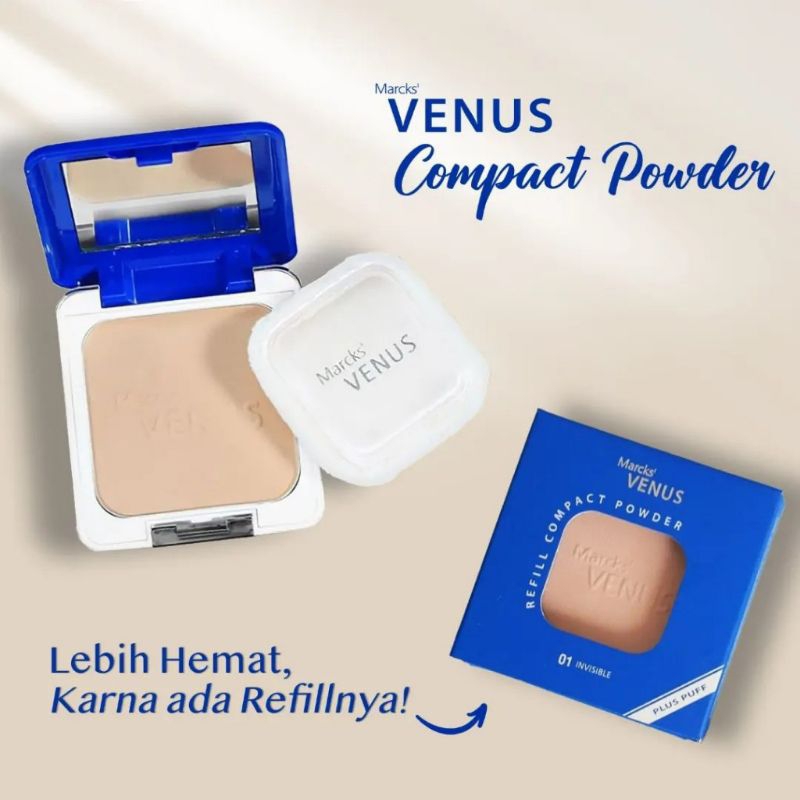 Jual Venus Refil Compact Powder Plus Puff 3 Colors Invisible | Shopee ...